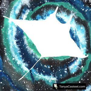 Cosmic Spiral Manta Ray Art Print Watercolor 8x10 - Etsy