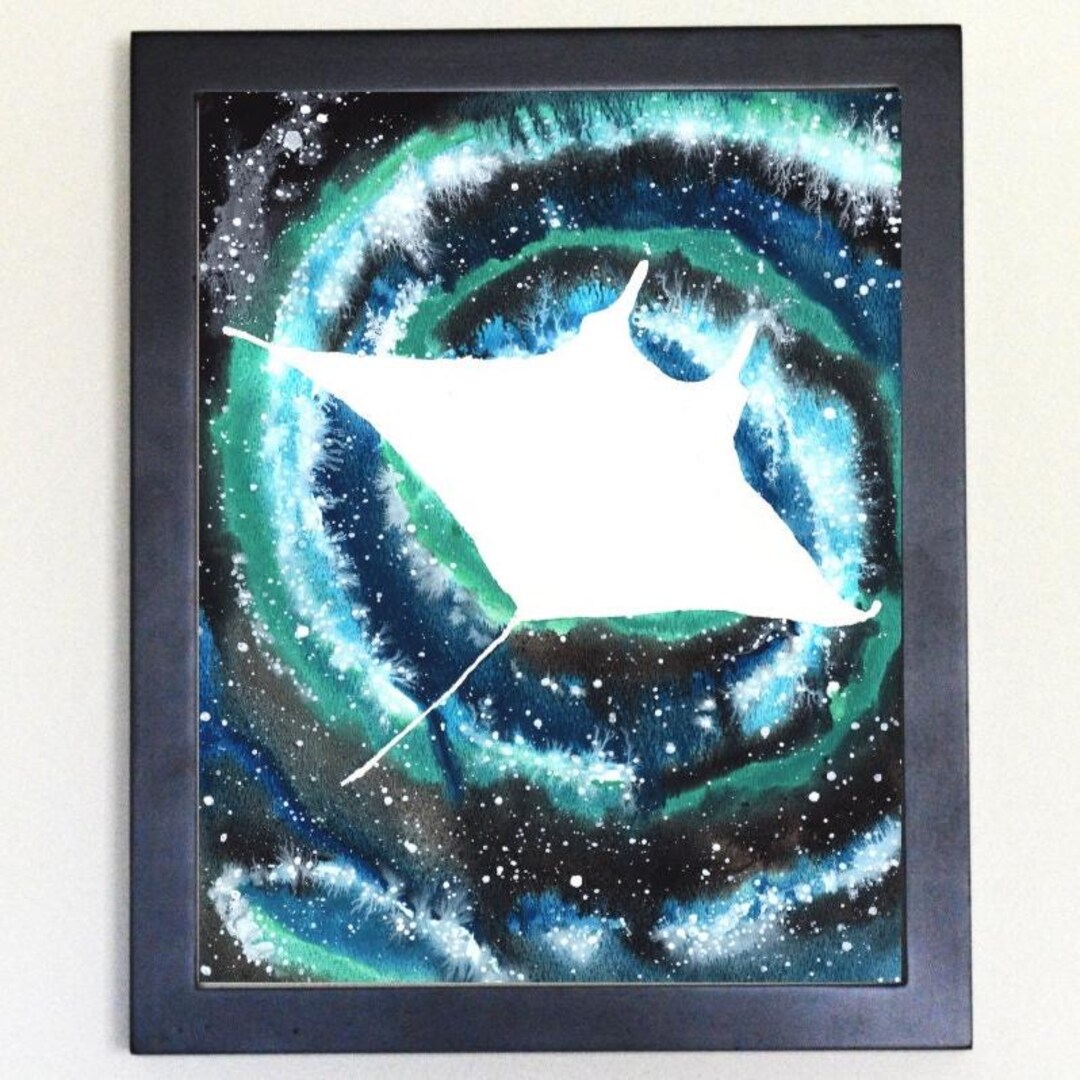 Cosmic Spiral Manta Ray Art Print, Watercolor 8x10 - Etsy