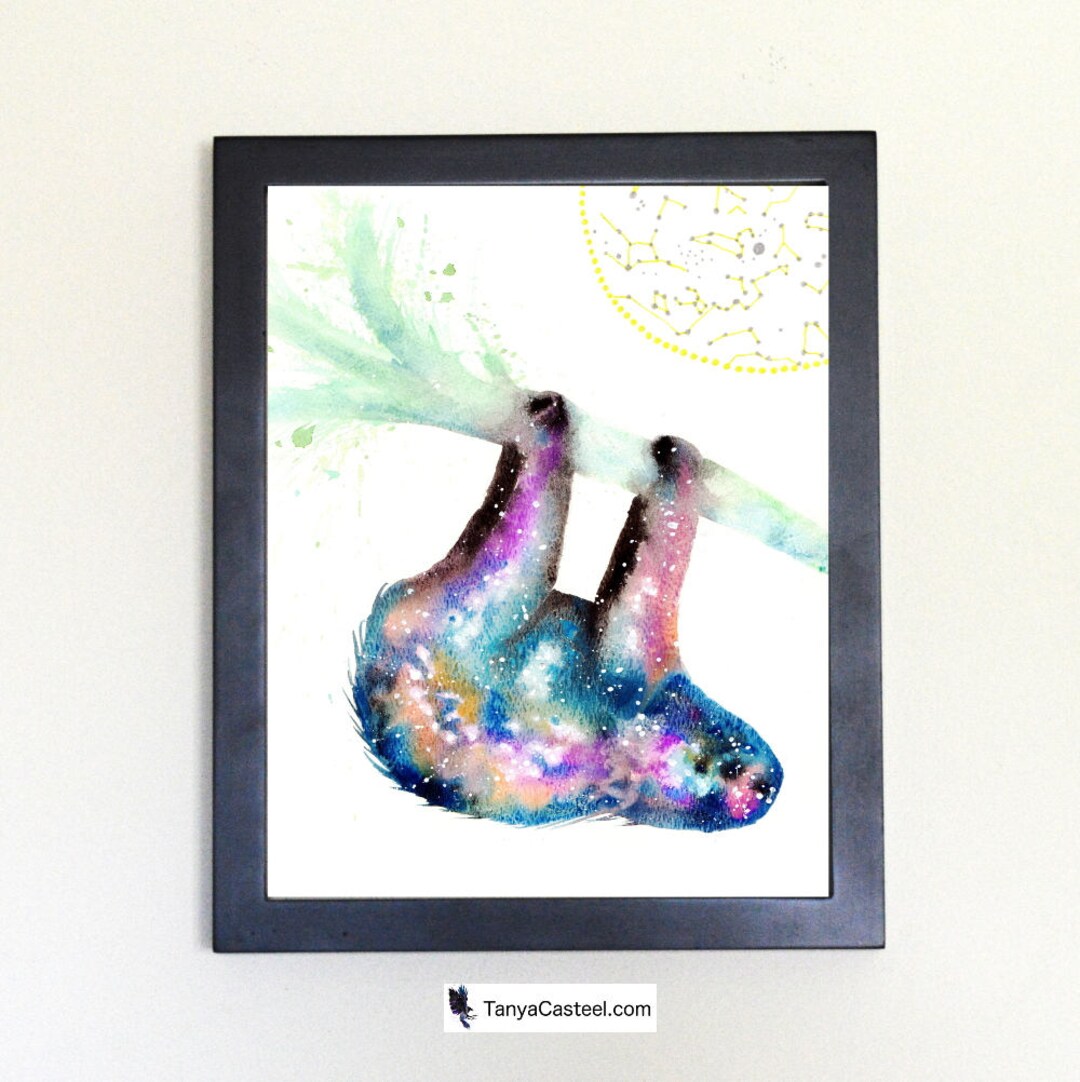 Cosmic Sloth Art Print, Watercolor 8x10 - Etsy