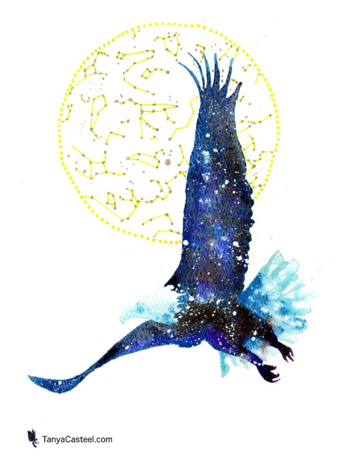 Cosmic Bald Eagle Art Print Watercolor 8x10 - Etsy