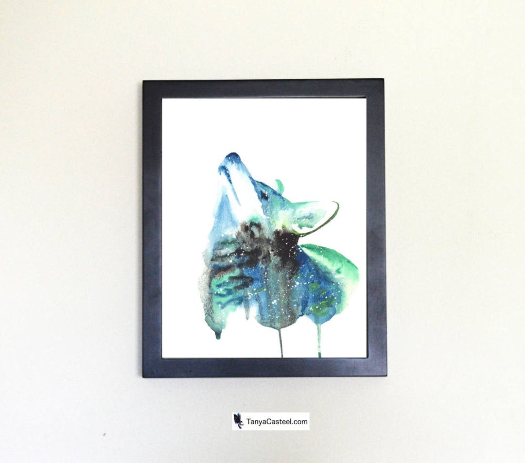 Cosmic Coyote Art Print Watercolor 8x10 - Etsy