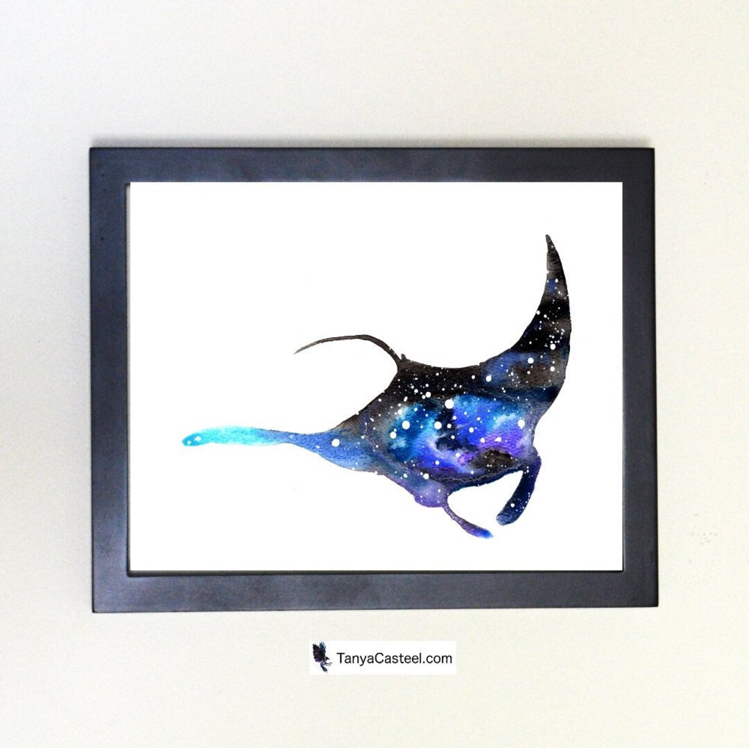 Cosmic Manta Ray Art Print, Watercolor 8x10 - Etsy