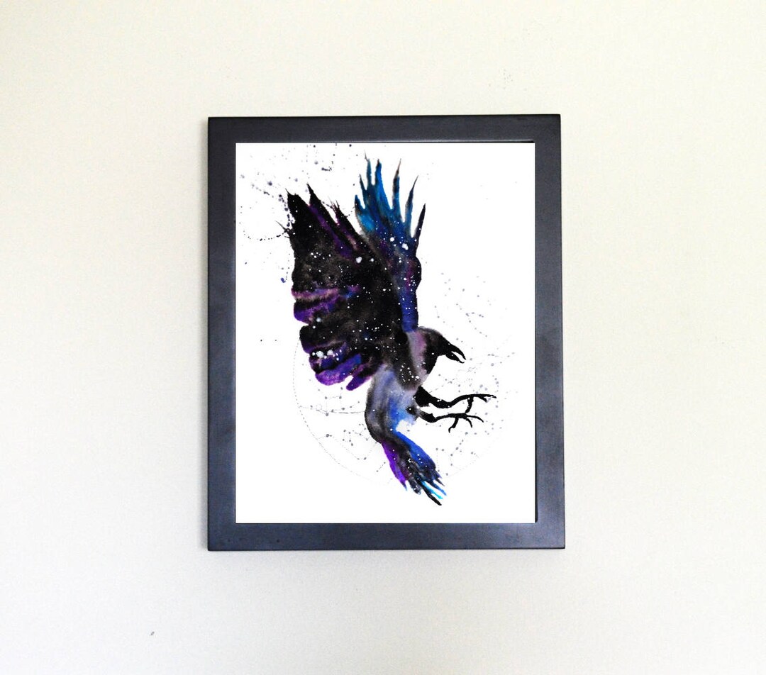 Cosmic Raven / Crow Art Print, Watercolor 8x10 - Etsy