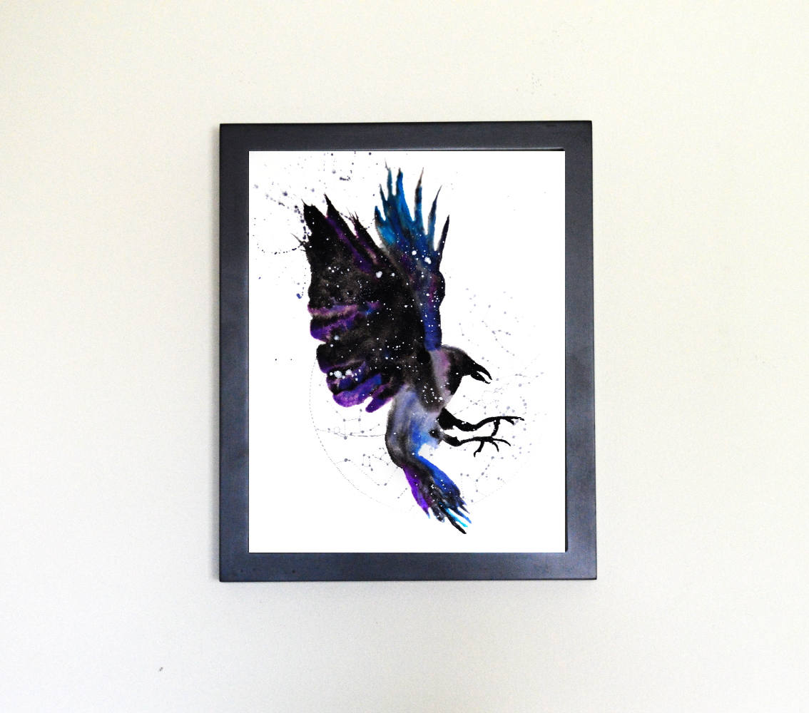 Cosmic Raven / Crow Art Print Watercolor 8x10 - Etsy