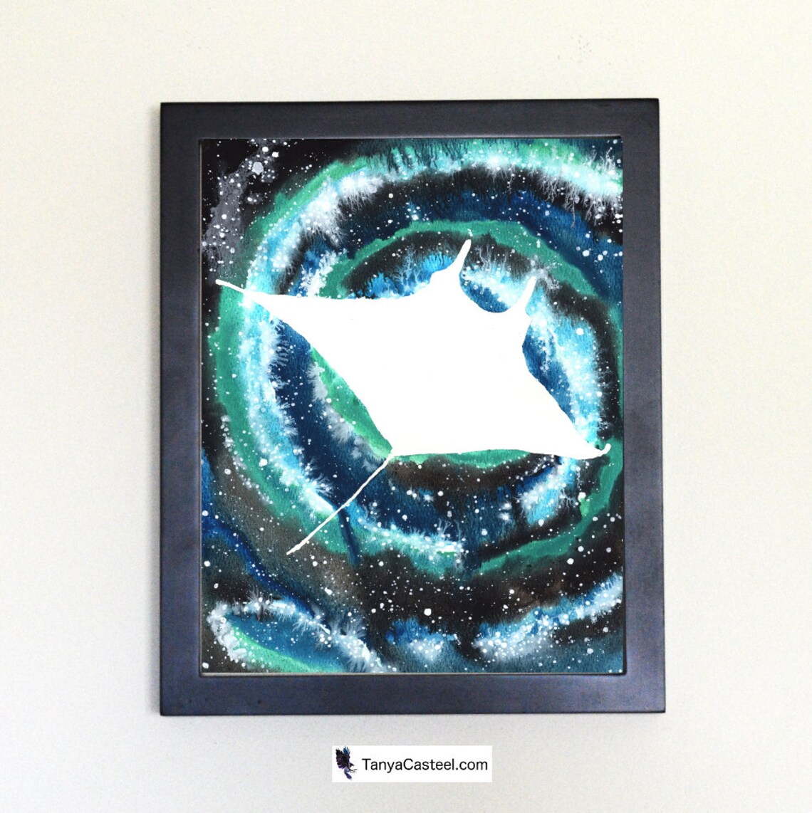 Cosmic Spiral Manta Ray Art Print Watercolor 8x10 - Etsy