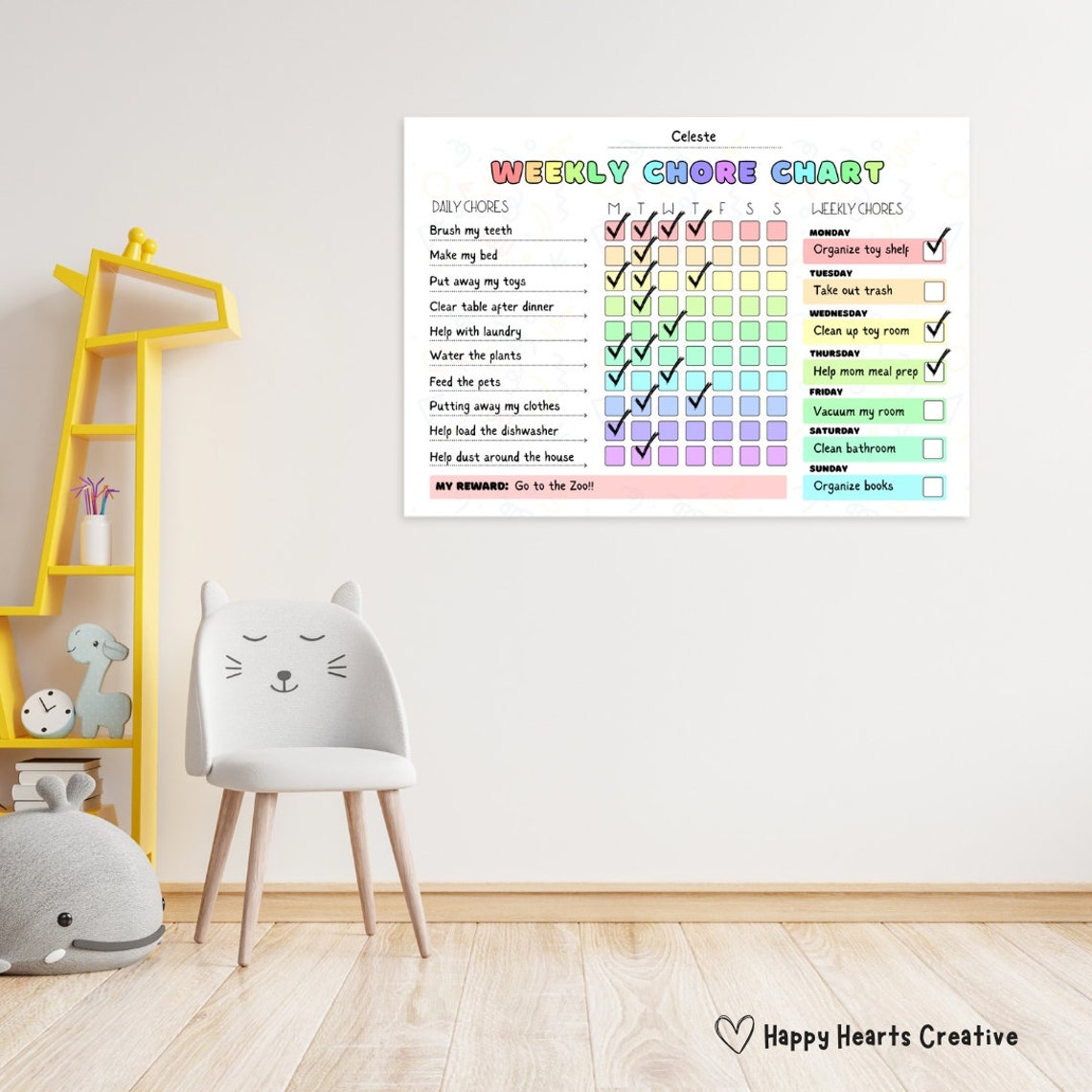 Editable Chore Chart for Kids | Printable Daily Weekly Responsibility ...