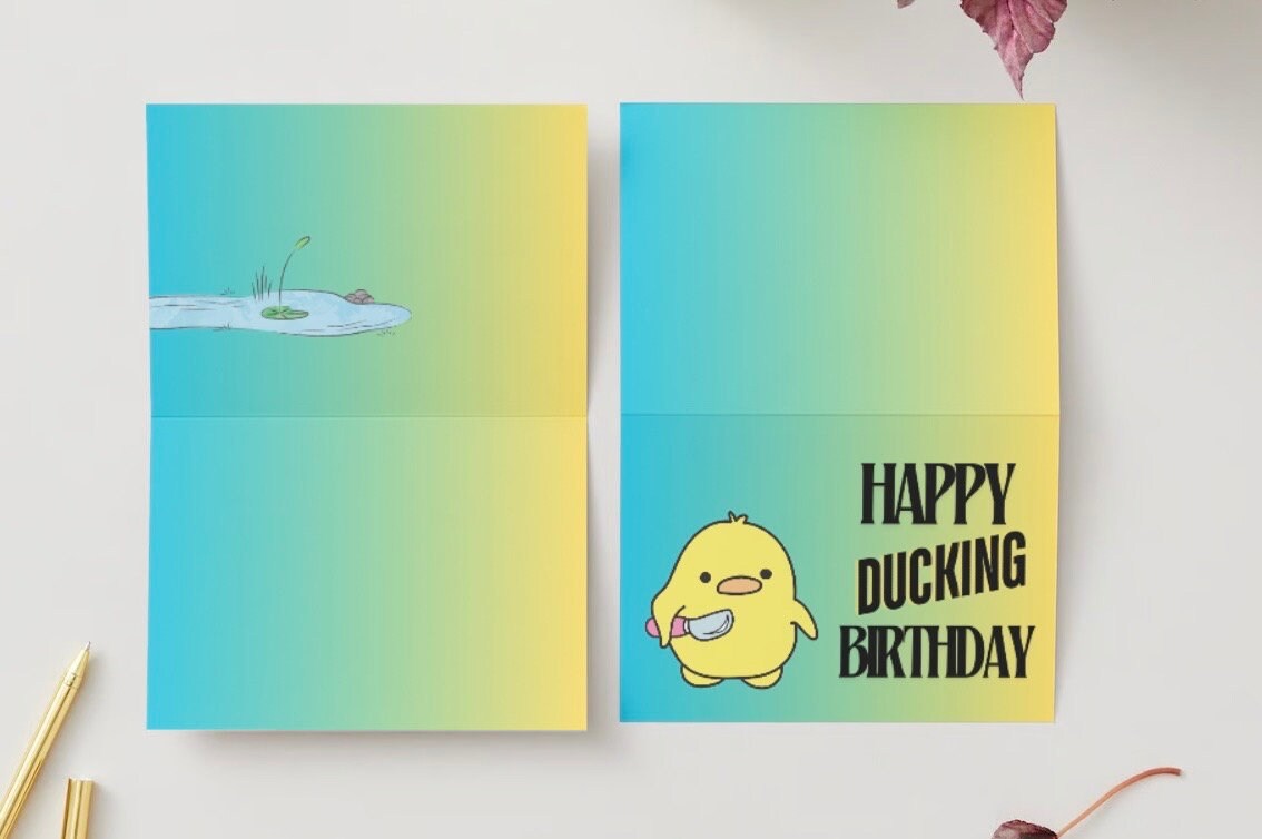 Happy Ducking Birthday Card Funny Duck Greeting Card Digital Download ...