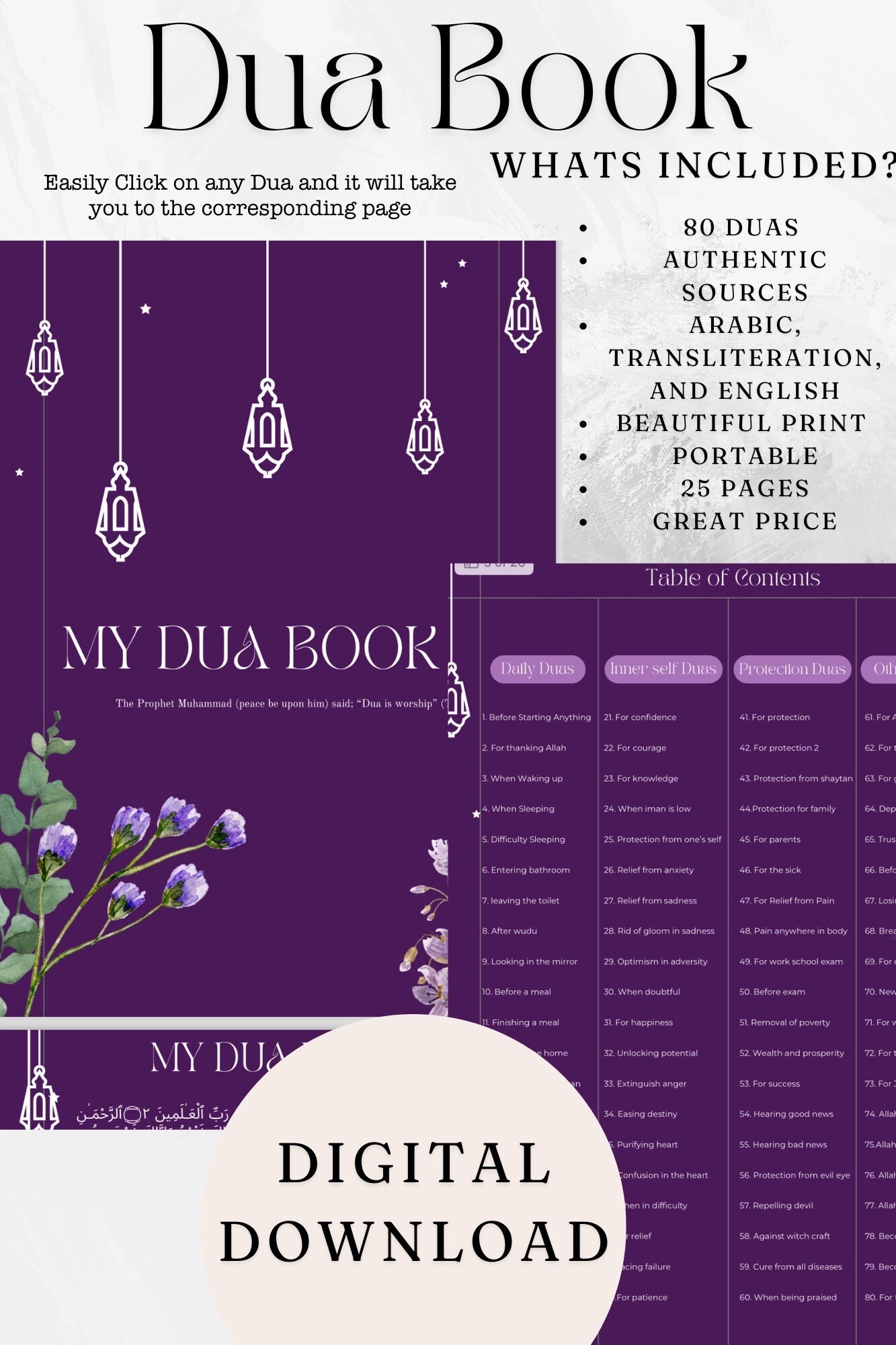 Purple Dua Book - Digital Download | Islamic Supplication Book | Daily ...