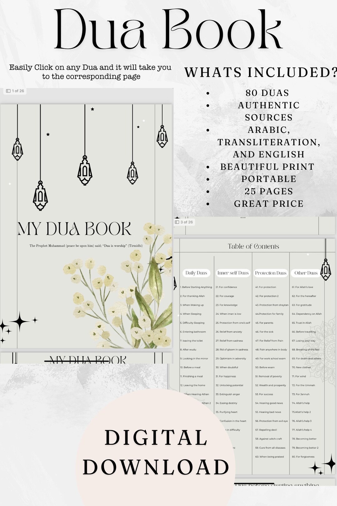 Beige Dua Book - Islamic Supplication Book | Comprehensive Daily Duas ...