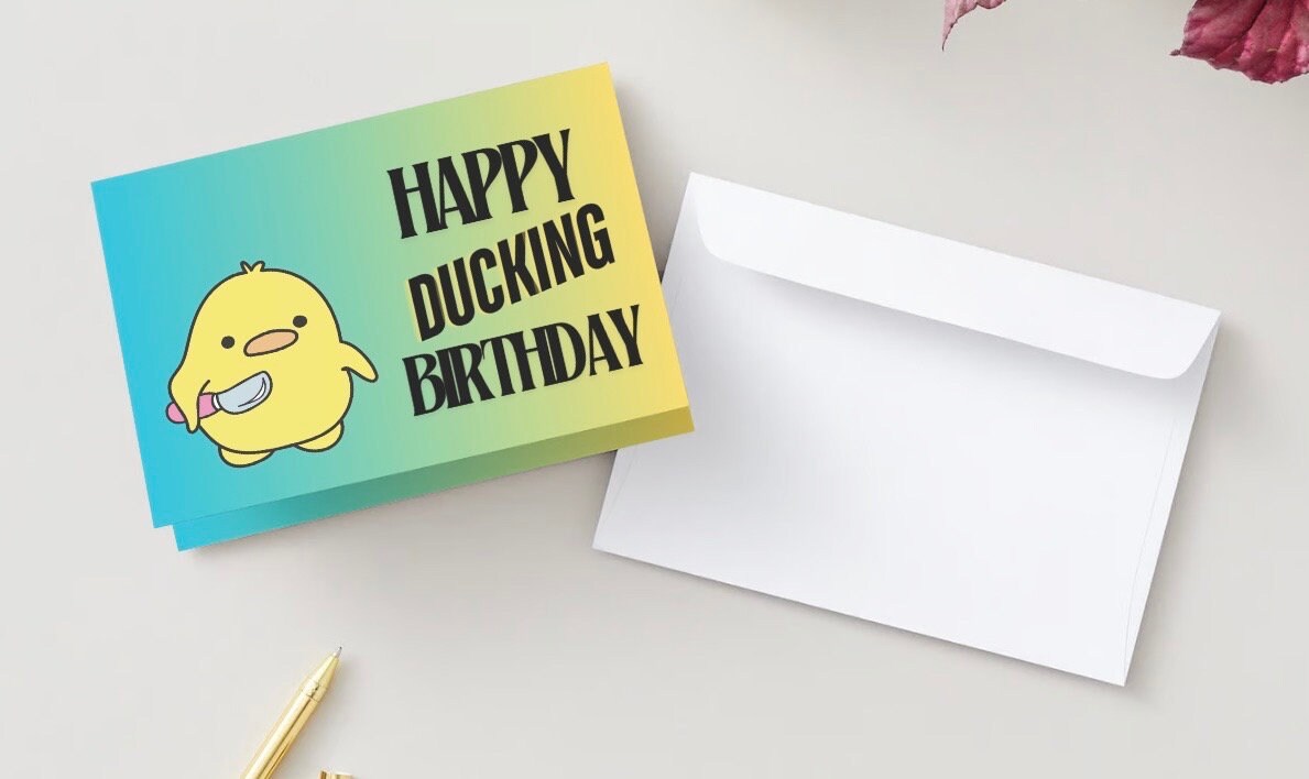 Happy Ducking Birthday Card Funny Duck Greeting Card Digital Download ...