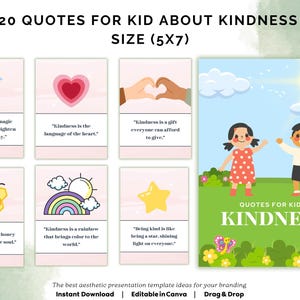 20 Printable Kindness Quotes for Kids-editable Canva Art for Teachers ...