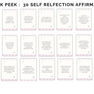 30 Editable Self Reflection Affirmation Cards, Printable Vision Board ...