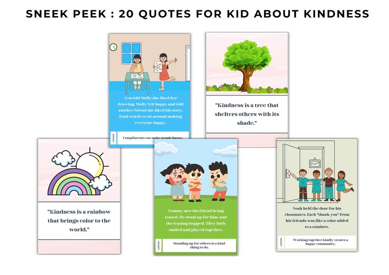 20 Printable Kindness Quotes for Kids-editable Canva Art for Teachers ...