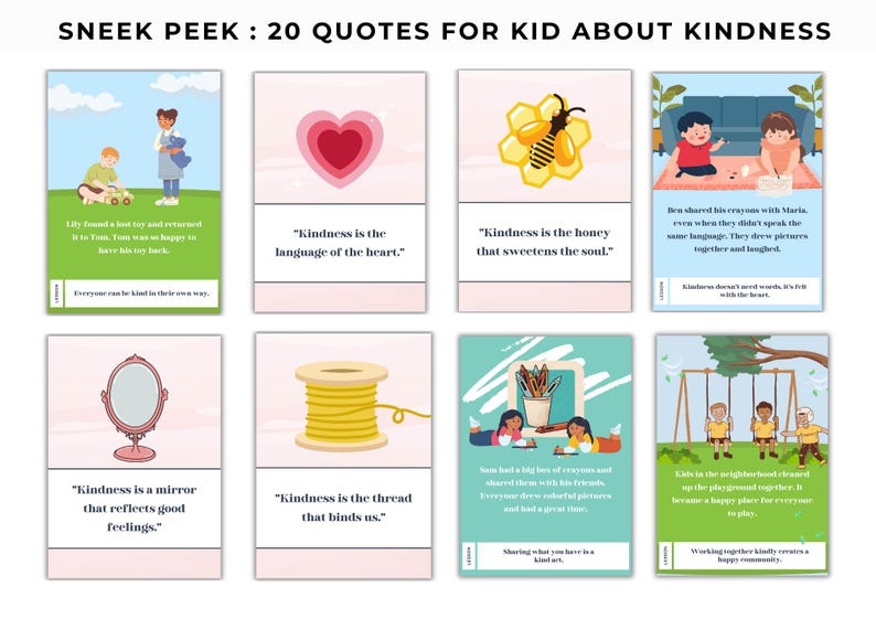 20 Printable Kindness Quotes for Kids-editable Canva Art for Teachers ...