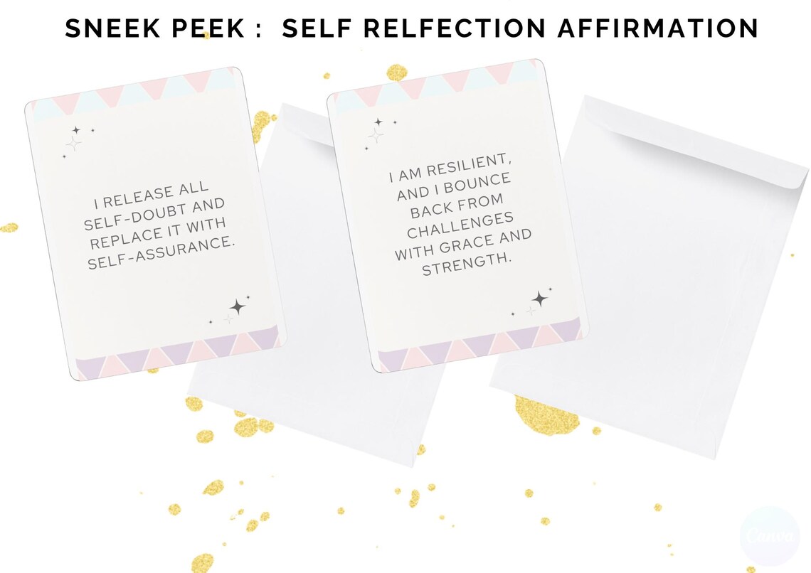 30 Editable Self Reflection Affirmation Cards, Printable Vision Board ...