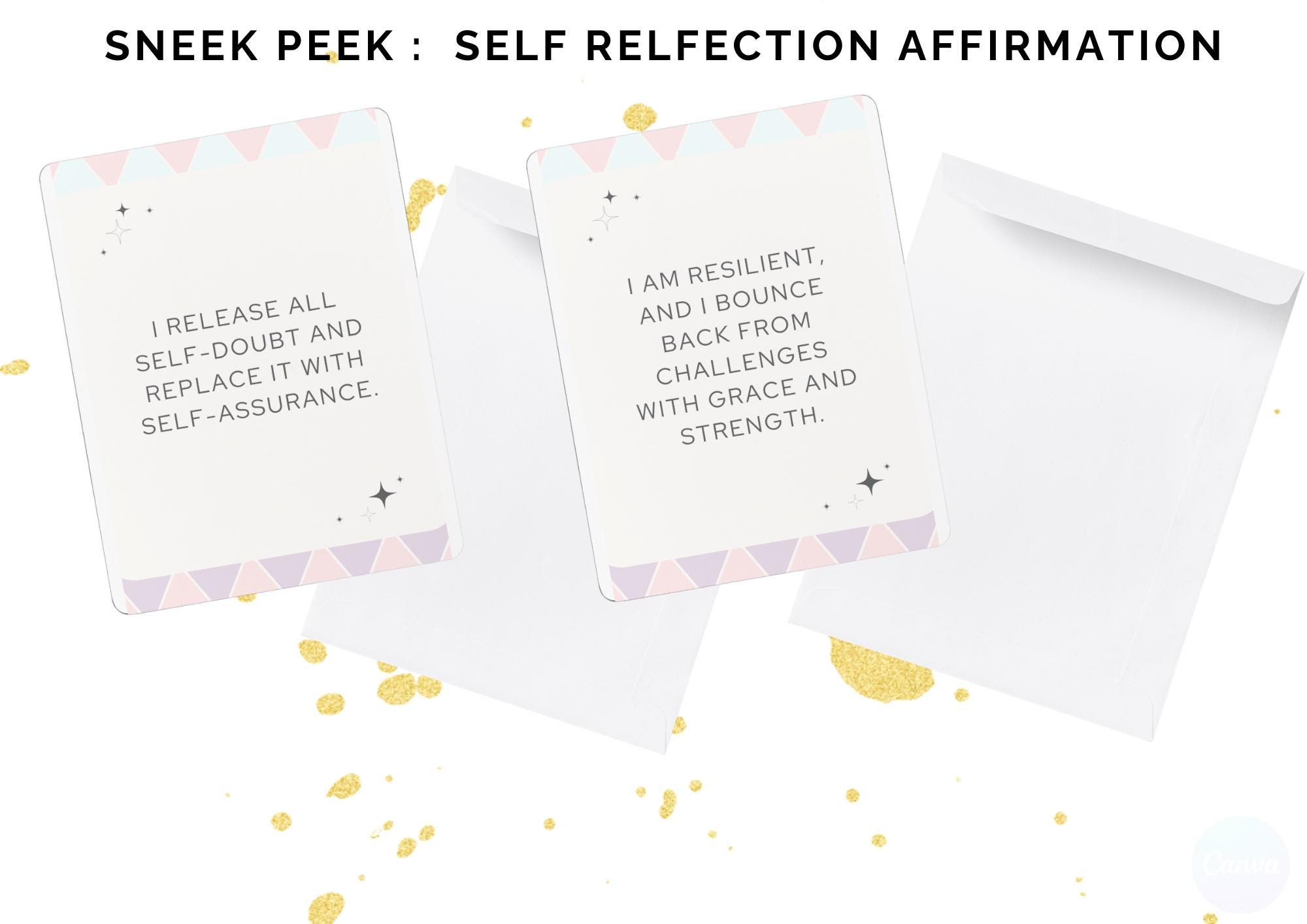 30 Editable Self Reflection Affirmation Cards, Printable Vision Board ...