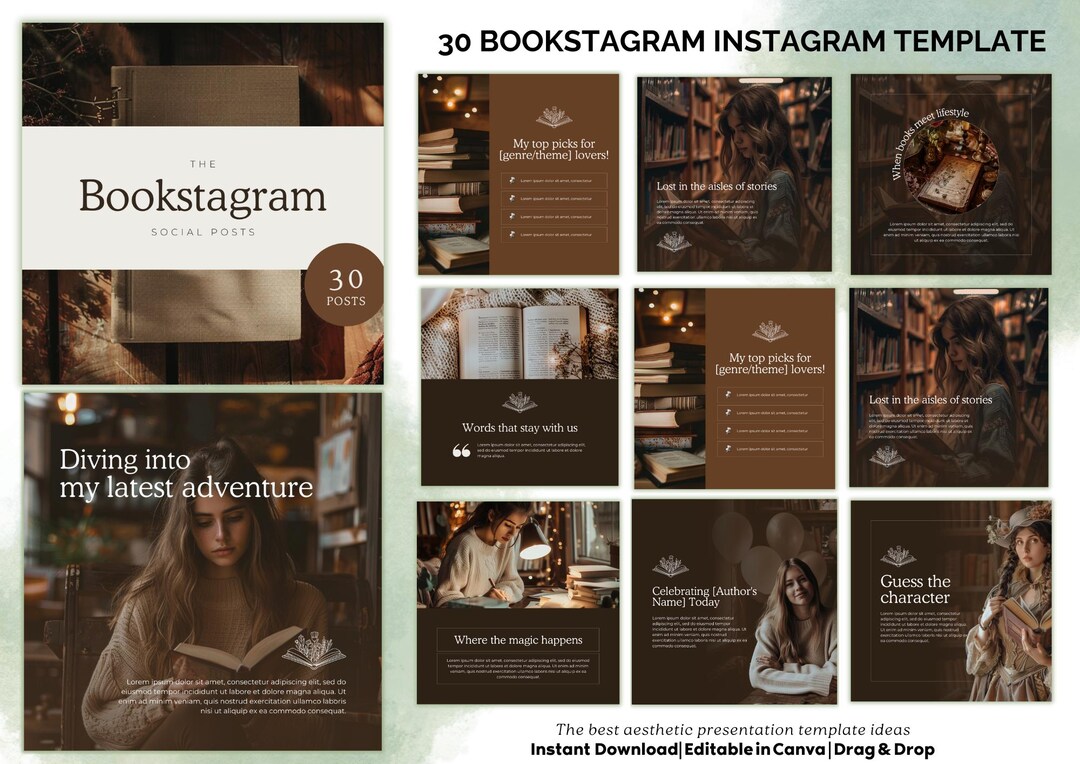 30 Bookstagram Instagram Canva Templates Designed Perfect for Book ...