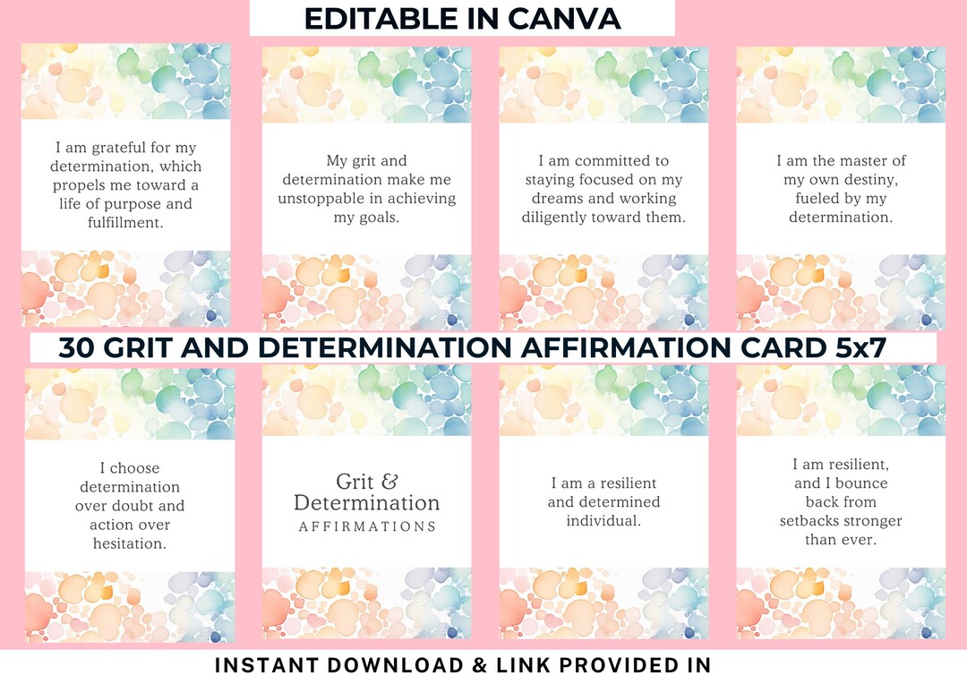 30 Affirmation Cards Printable & Editable , Affirmation Cards Digital ...