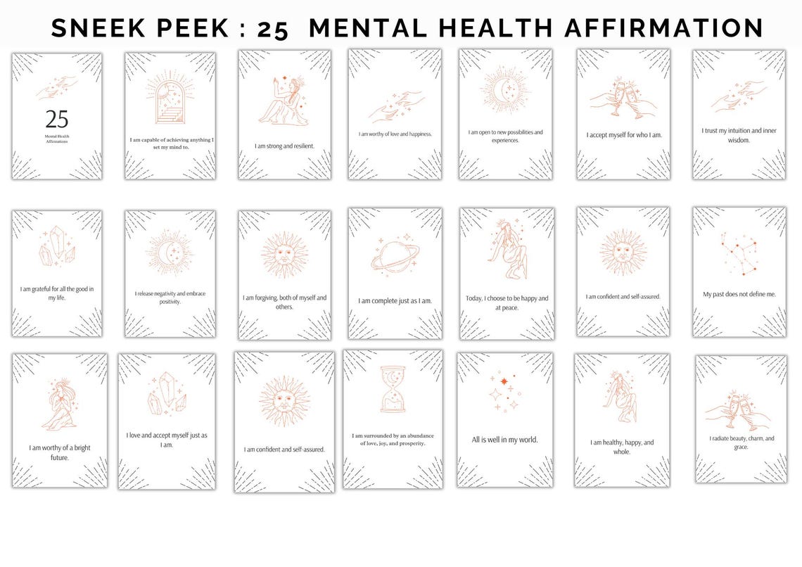 25 Affirmation Cards Printable & Editable , Affirmation Cards Digital ...