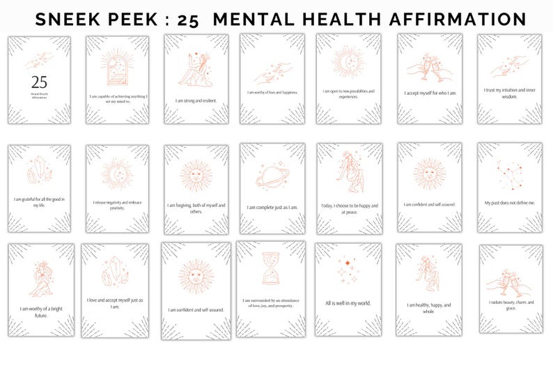 25 Affirmation Cards Printable & Editable , Affirmation Cards Digital ...