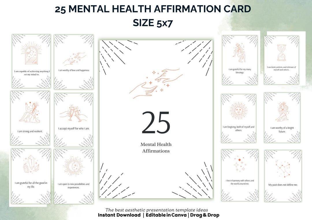 25 Affirmation Cards Printable & Editable , Affirmation Cards Digital ...