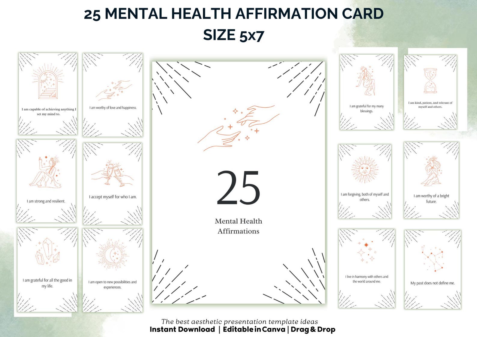 25 Affirmation Cards Printable & Editable , Affirmation Cards Digital ...