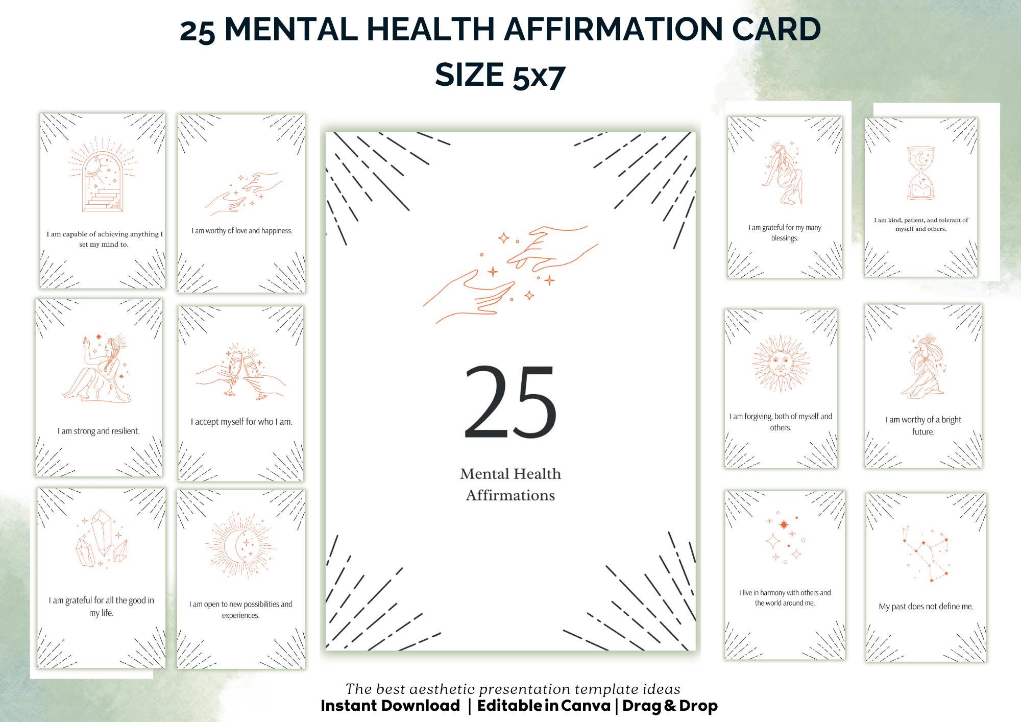 25 Affirmation Cards Printable & Editable , Affirmation Cards Digital ...