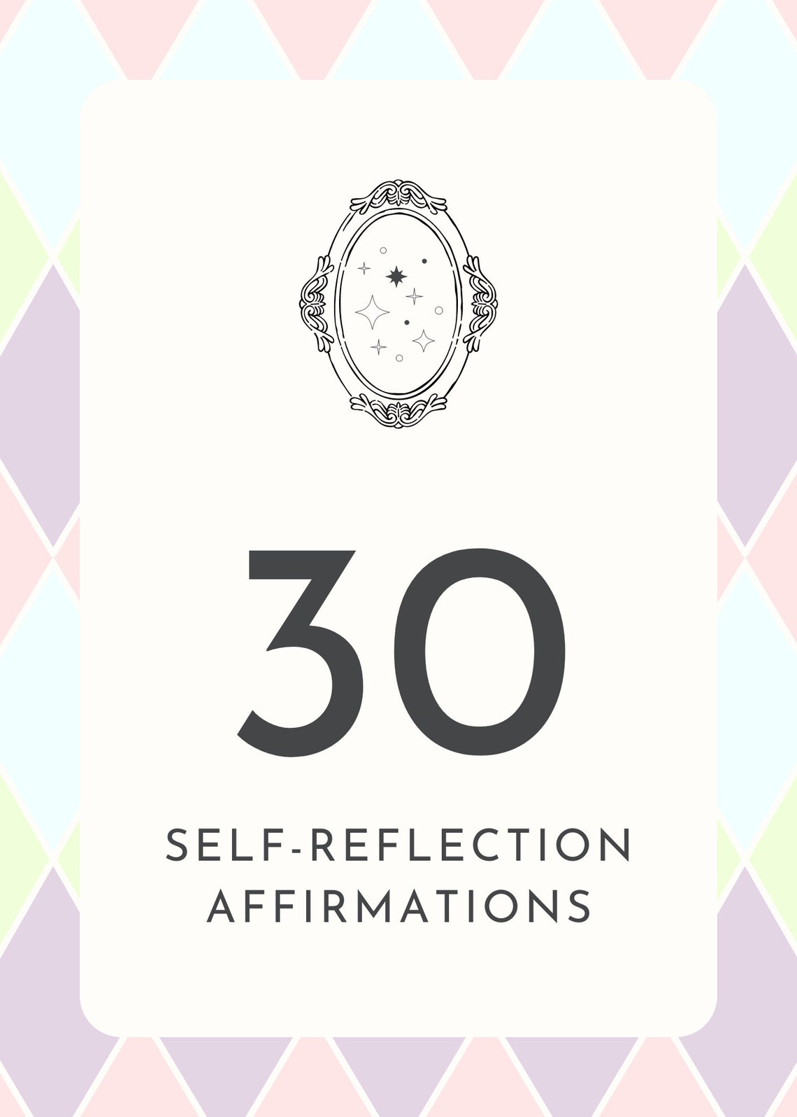 30 Editable Self Reflection Affirmation Cards, Printable Vision Board ...