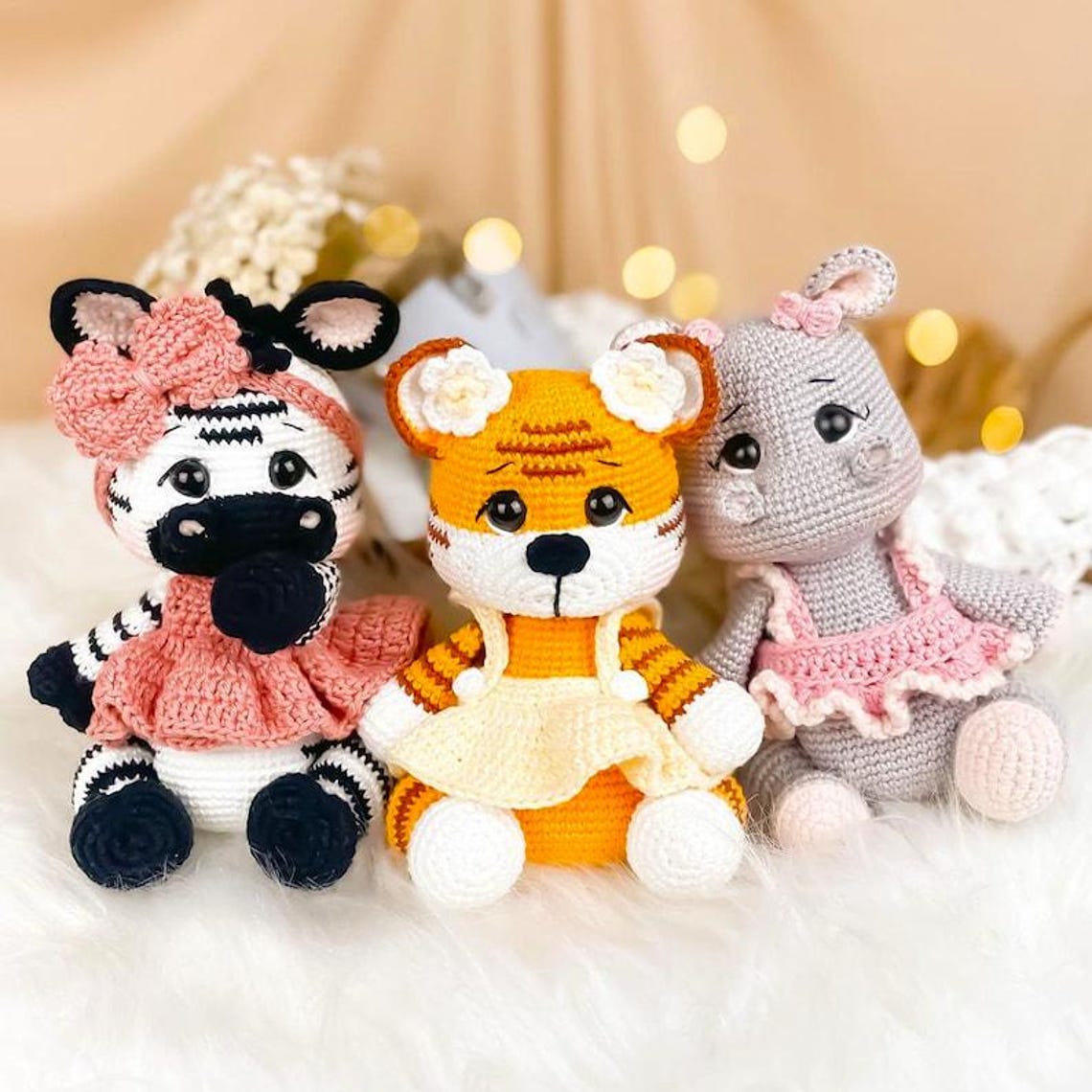 Crochet Pattern Bundle 3in1 Adorable Little Zoo Safari Animals Zebra ...