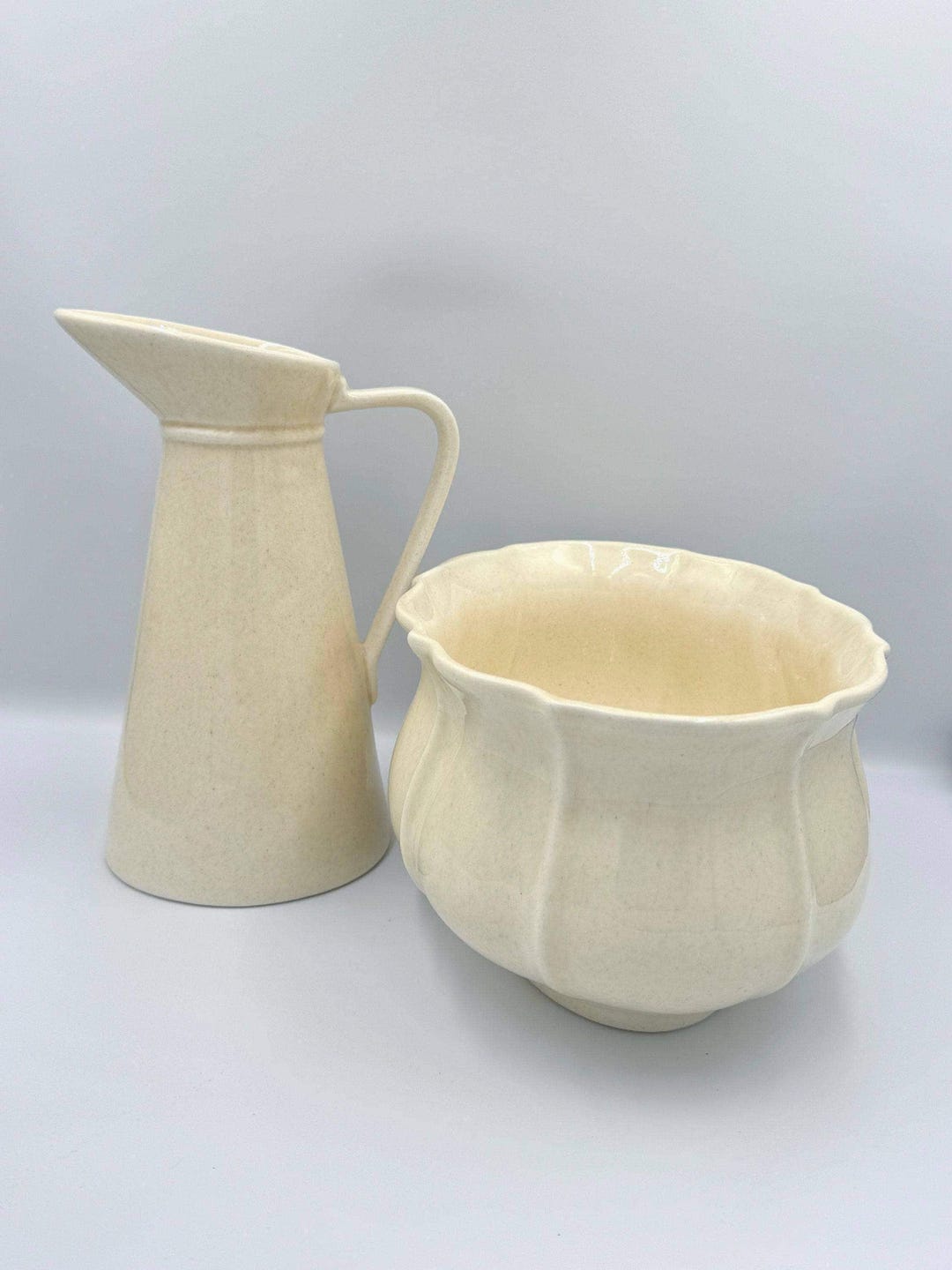 Vintage Matching Ceramic Cream Pitcher & Centerpiece/serving Bowl - Etsy