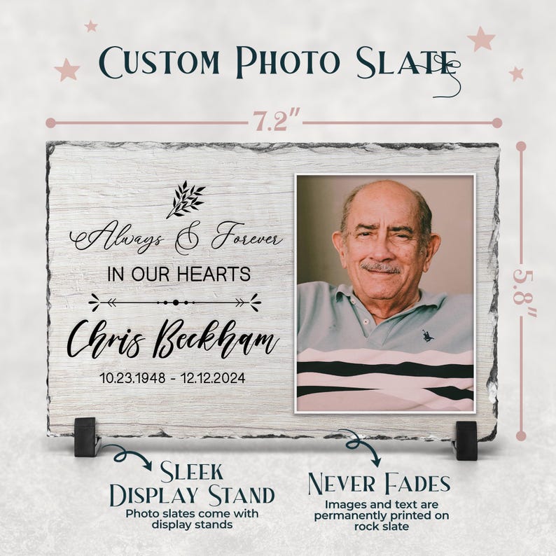 Personalized Memorial Photo Slate, Custom Name and Photo Memorial Photo ...