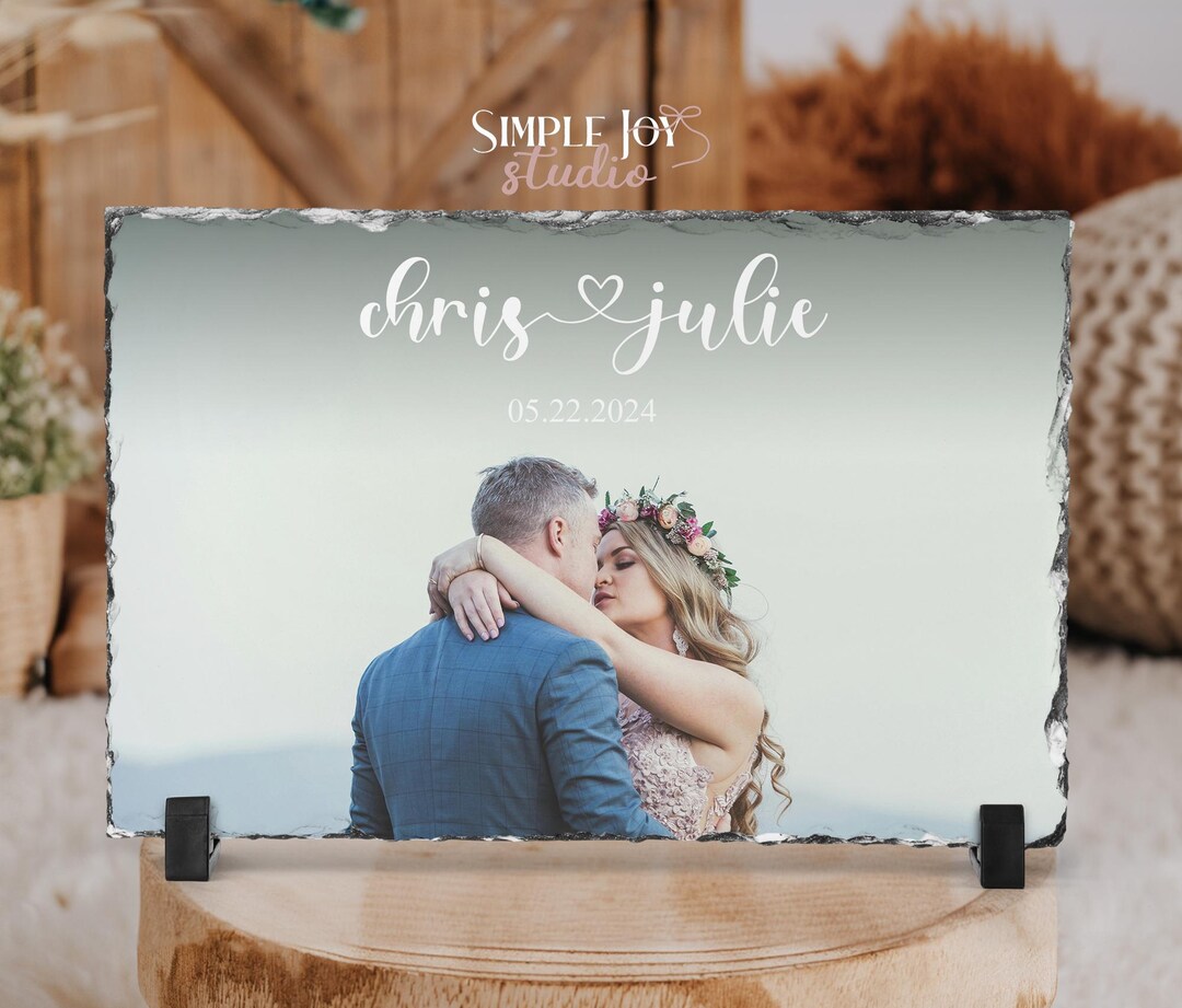 Personalized Photo Slate, Custom Couple Portrait, Slate Wedding Photo ...