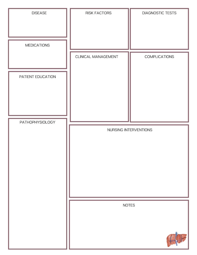 Patho Study Guide Sheets, 30 Blank Patho Study Cards for Nursing ...