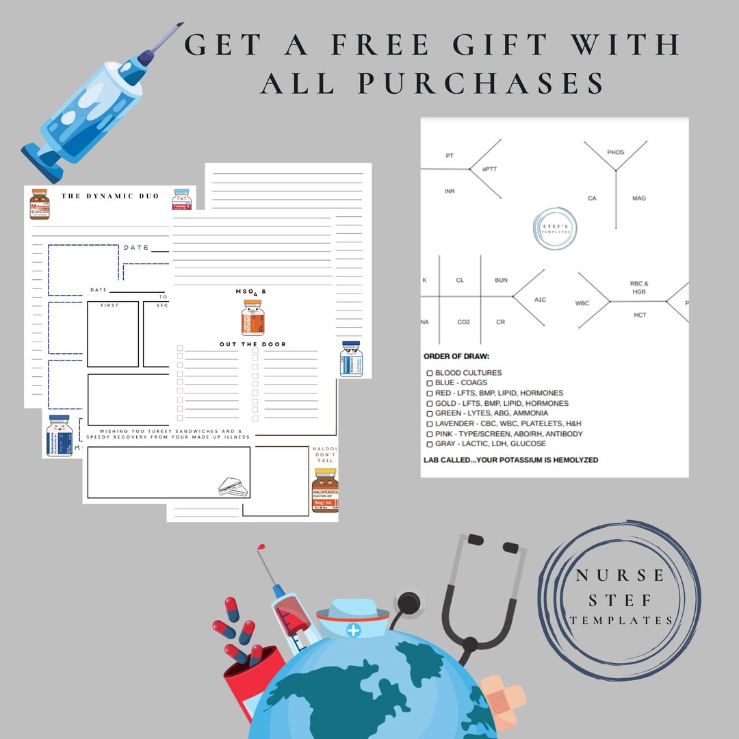 Nursing Notes for Students, Set of 7 PDF Blank Cute Notes for Nurses ...