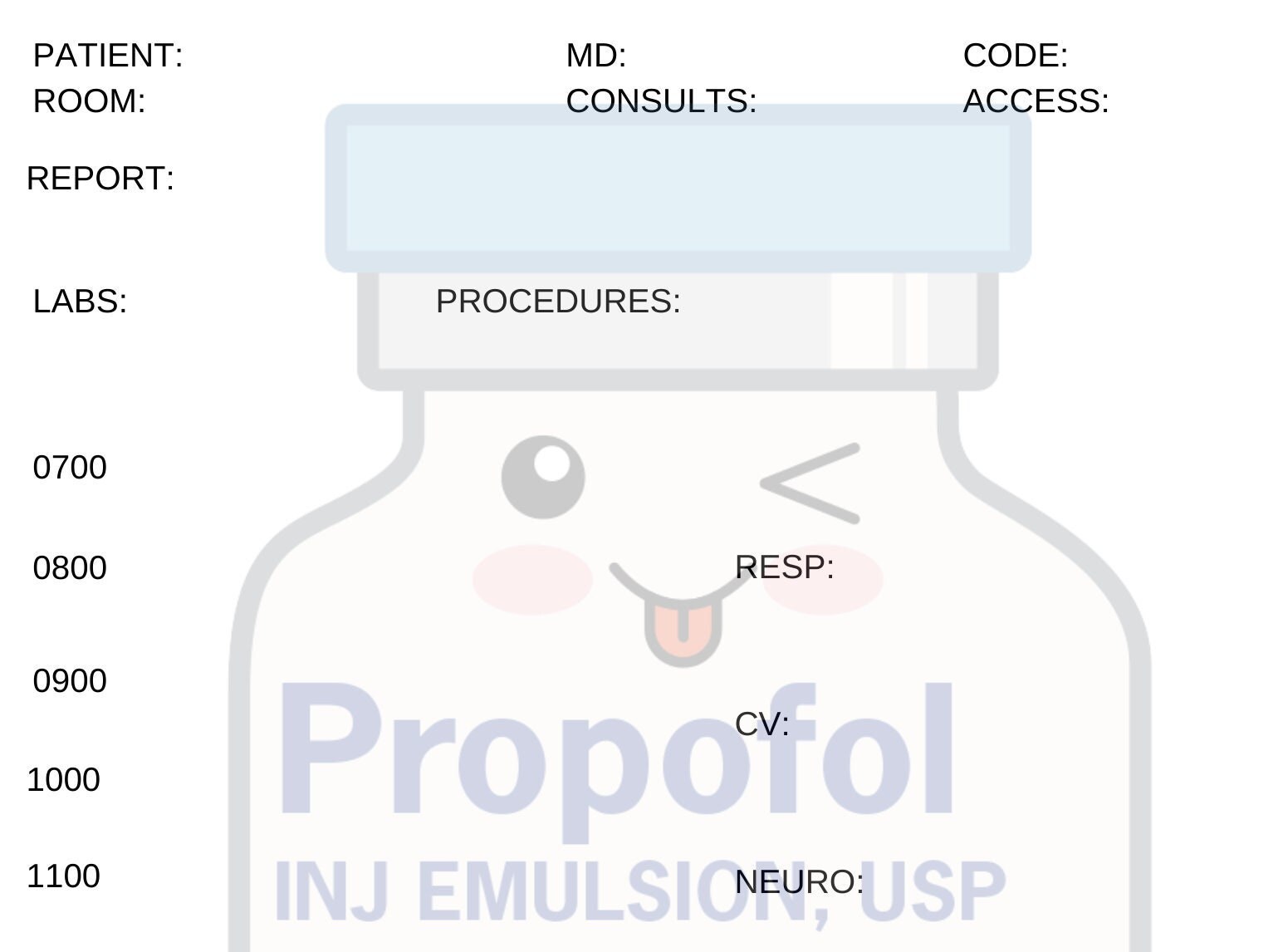 Nursing Report Sheet With Propofol Background, Funny Day/night Shift ...