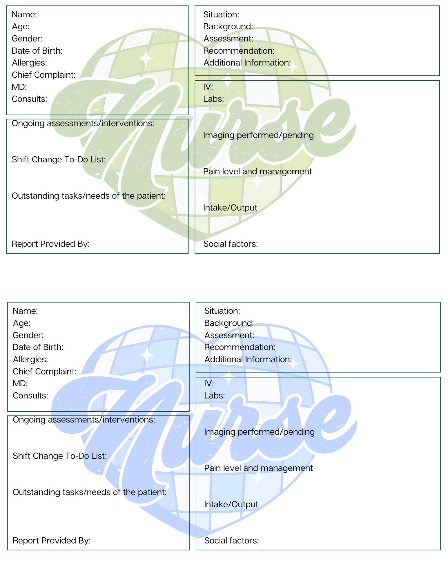 SBAR Med Surg 2 Patient Report Sheets for New Nurses, 2 Patient Report ...