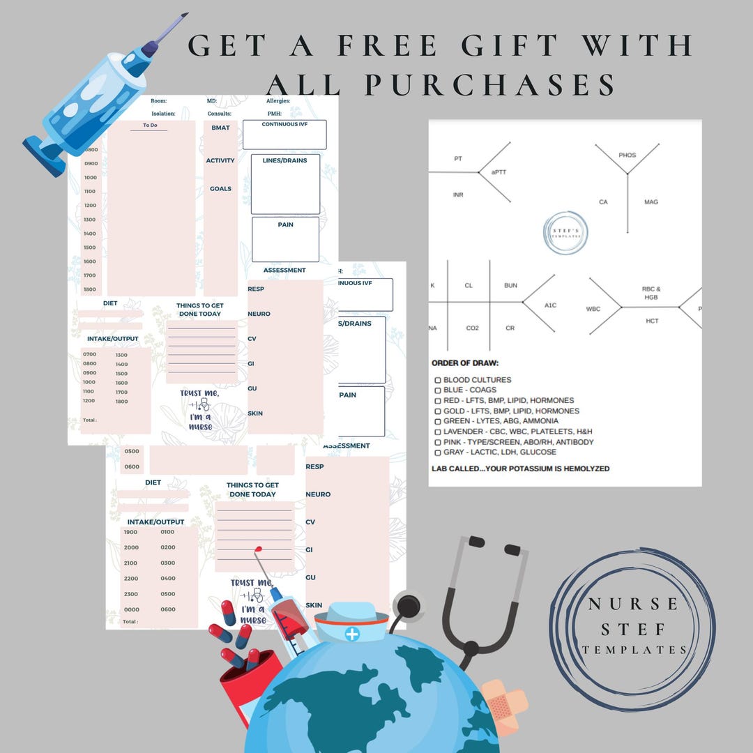 Nursing End of Shift Report Organizer, Cute, Floral Day and Night Shift ...