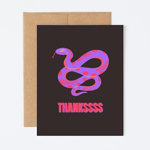 THANKSSS SNAKE - Thank You Greeting Card - Blank Inside - Etsy