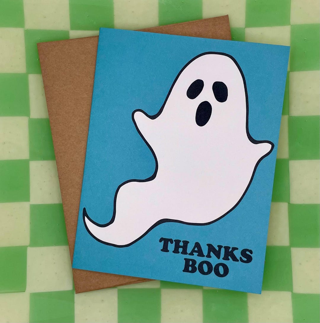 BOO GHOST THANKS Thank You Greeting Card Blank Inside - Etsy