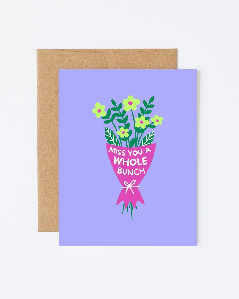 MISS YOU BUNCHES - Miss You Greeting Card - Blank Inside - Etsy