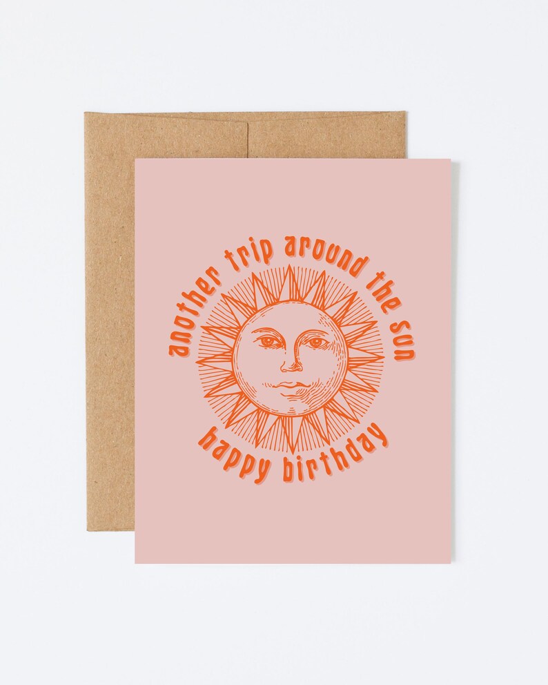 TRIP AROUND SUN - Birthday Greeting Card - Blank Inside - Etsy