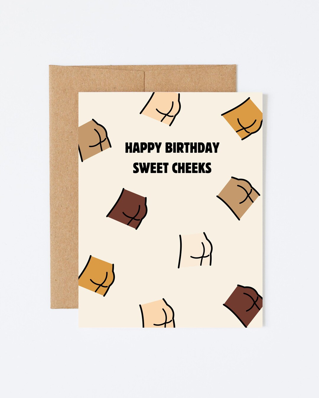 SWEET CHEEKS - Funny Birthday Greeting Card - Blank Inside - Etsy