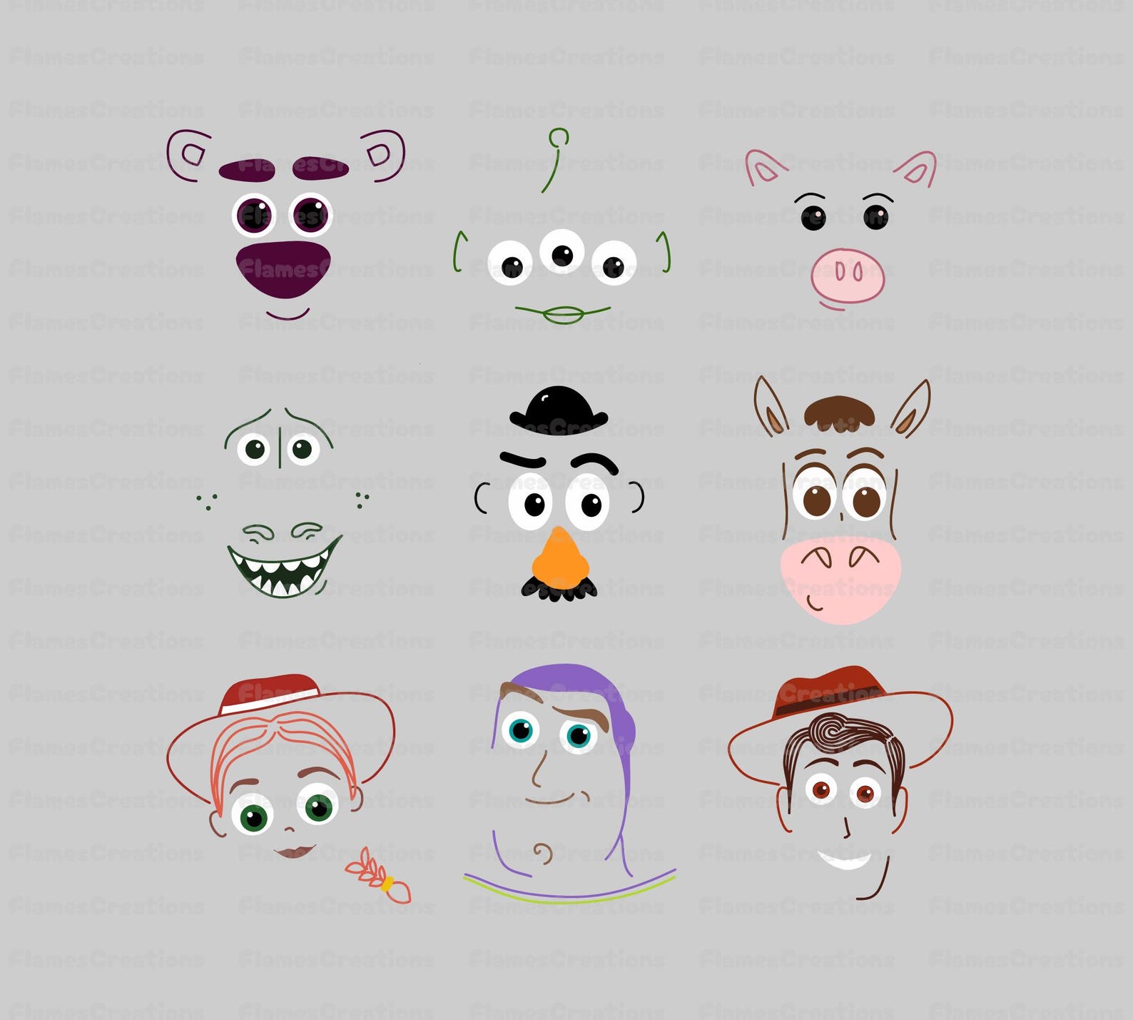 Toy Story Characters Face Bundle, Friend Squad Costume Toy Story Svg ...