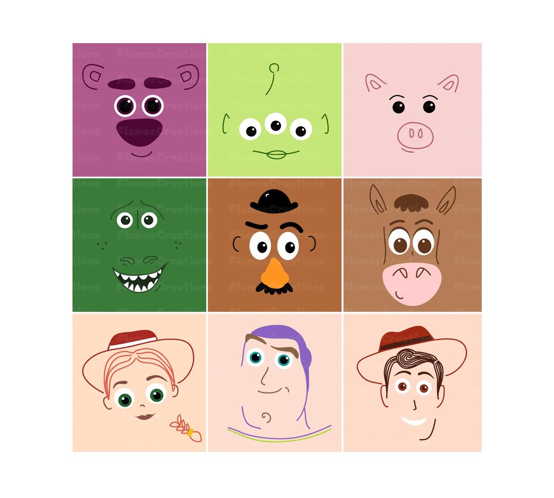 Toy Story Characters Face Bundle, Friend Squad Costume Toy Story Svg ...