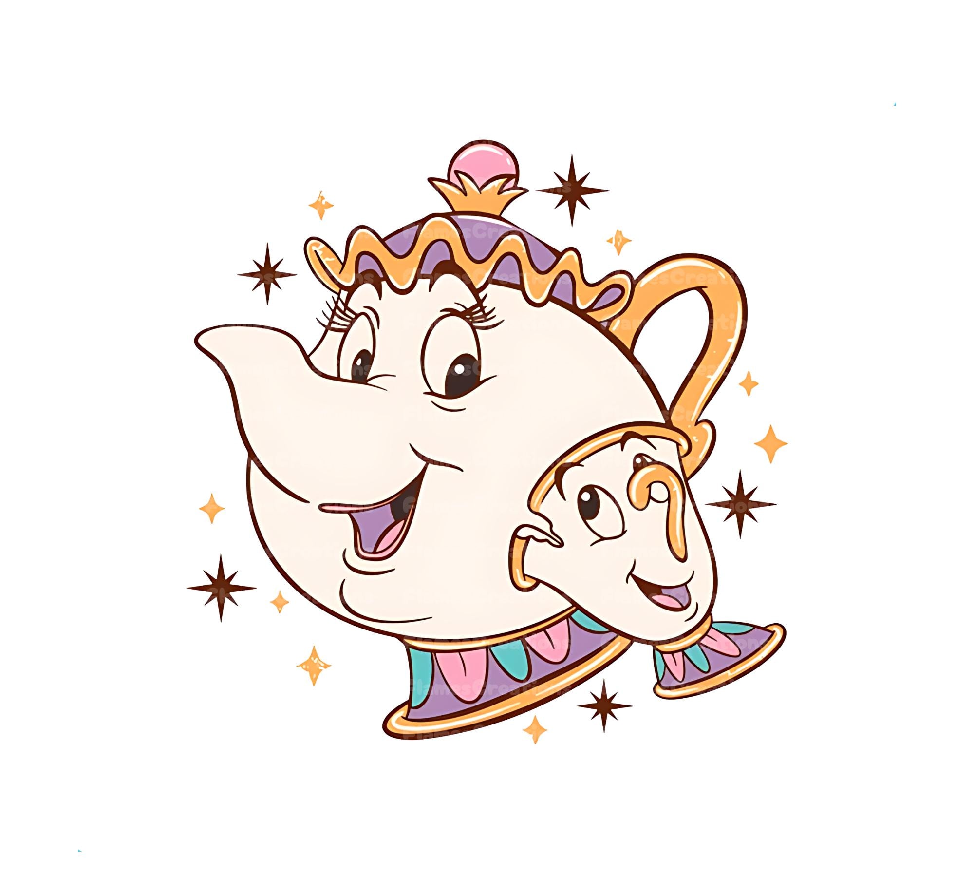 Retro Chip and Mrs. Potts Png, Chip and Mrs. Potts Shirt Png, Princess ...