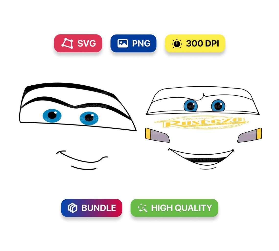 Cars Face Svg, Cars Png,svg for Cricut, Costume Png Svg Lightning ...