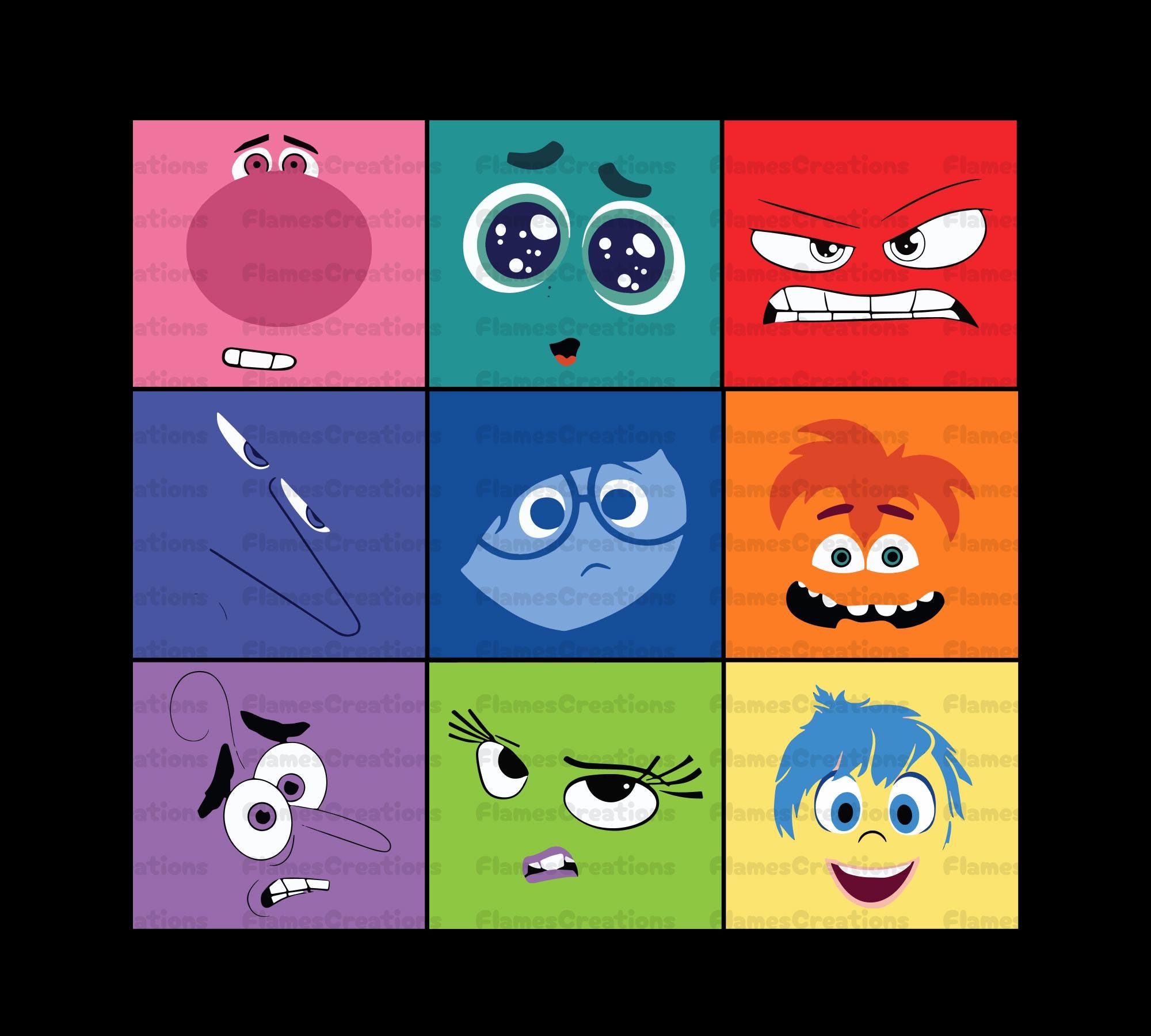 Inside Out 2 Character Face Svg Png, Inside Out Shirt Png, Joy, Disgust ...