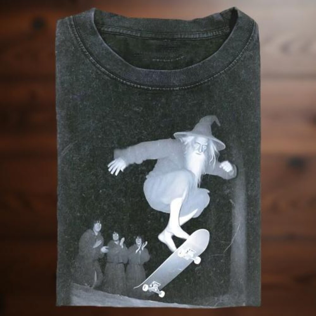 Skater Wizard Shirt, Funny Gandalf Skateboard Graphic Tee, Magic Trick ...