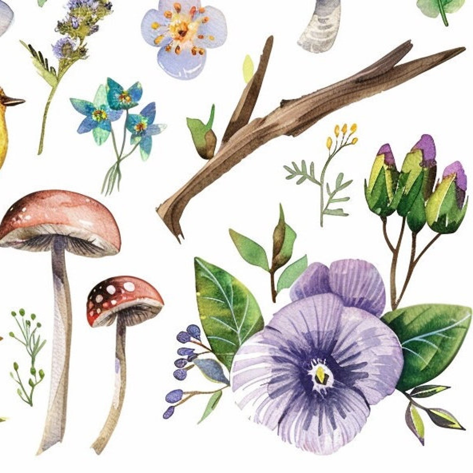 Cottage Core Clip Art Bundle Digital Scrapbook Watercolor Clip Art ...