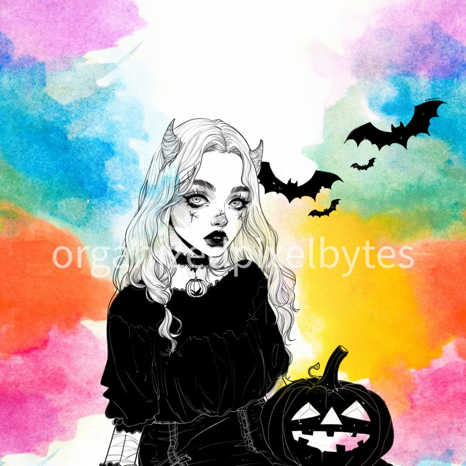 Halloween Coloring Pages | Scary and Cute Girls | Spooky Halloween ...